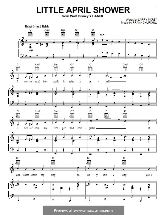 Little April Shower (from Bambi) by F. Churchill - sheet music on MusicaNeo