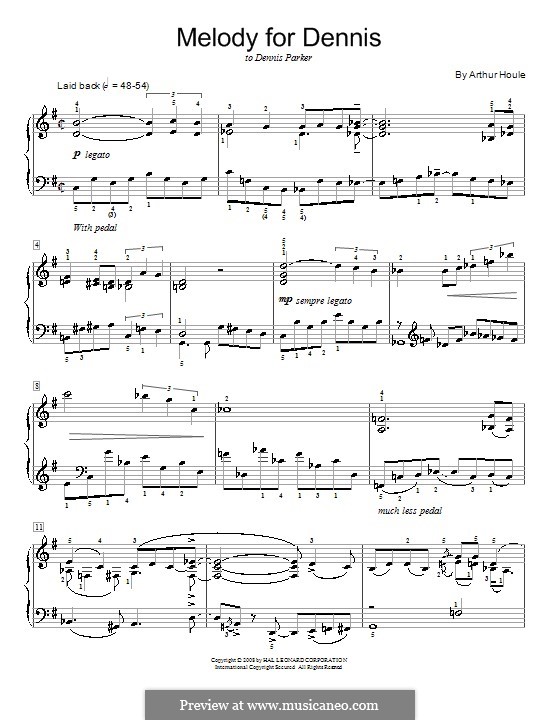Melody for Dennis by A. Houle - sheet music on MusicaNeo