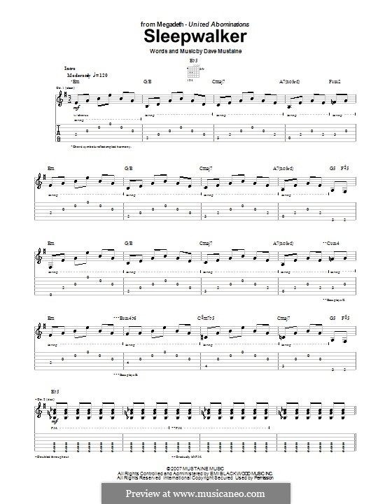 Sleepwalker (Megadeth) by D. Mustaine - sheet music on MusicaNeo