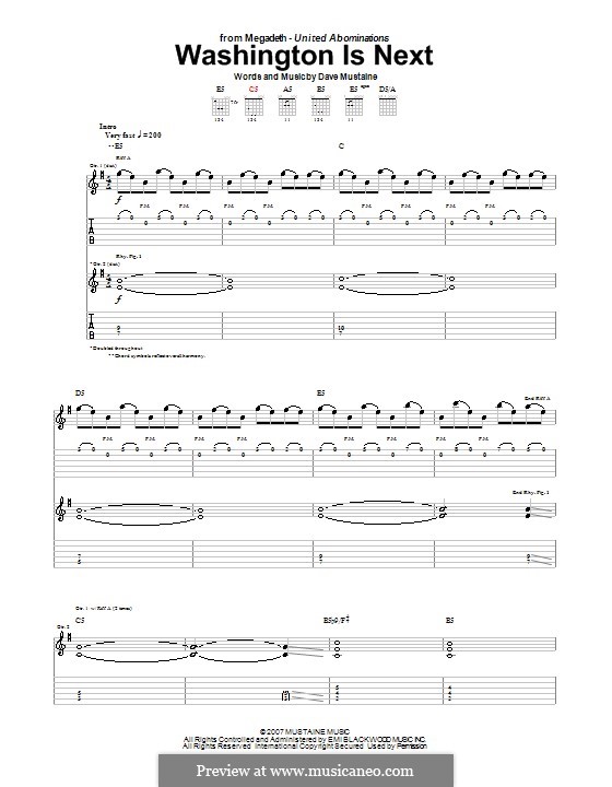 Washington Is Next (Megadeth) by D. Mustaine - sheet music on MusicaNeo