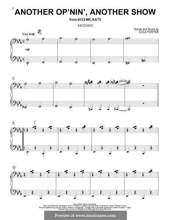 Another Op'nin', Another Show (from Kiss Me Kate) by C. Porter on MusicaNeo