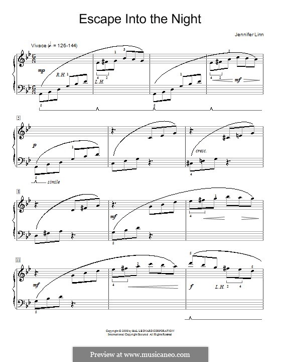 Escape Into the Night by J. Linn - sheet music on MusicaNeo