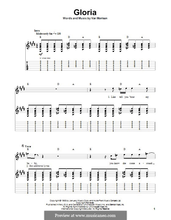 Gloria by V. Morrison - sheet music on MusicaNeo