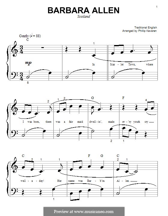 Barbara Allen by folklore - free download on MusicaNeo