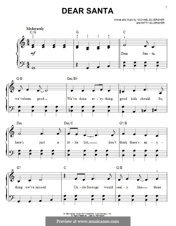 Dear Santa by P. Silversher - sheet music on MusicaNeo