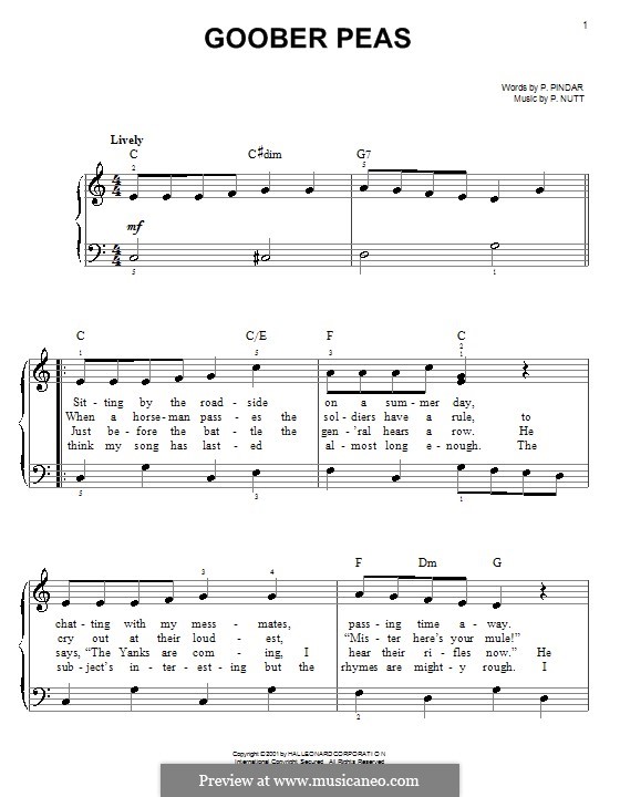 Goober Peas by P. Nutt - sheet music on MusicaNeo