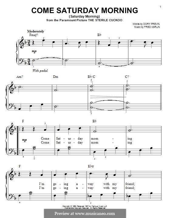 Come Saturday Morning (Saturday Morning) by D. Previn, F. Karlin on ...