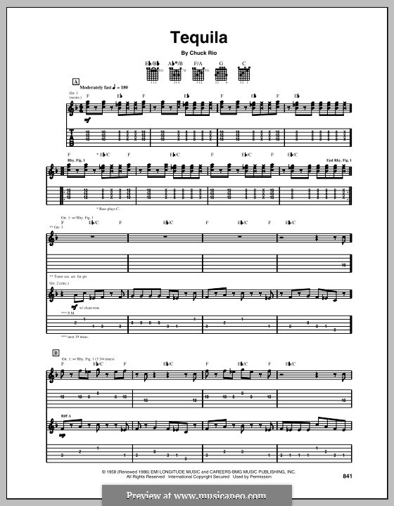 Tequila (The Champs) by C. Rio - sheet music on MusicaNeo