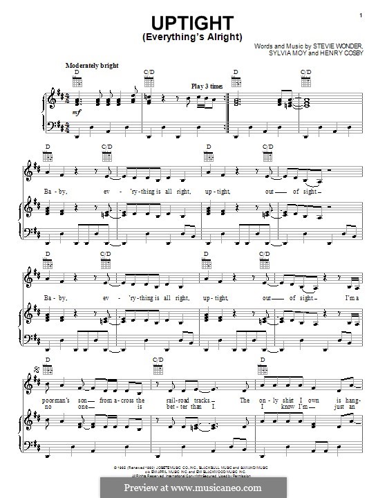 Uptight (Everything's Alright) by H. Cosby, S. Moy on MusicaNeo