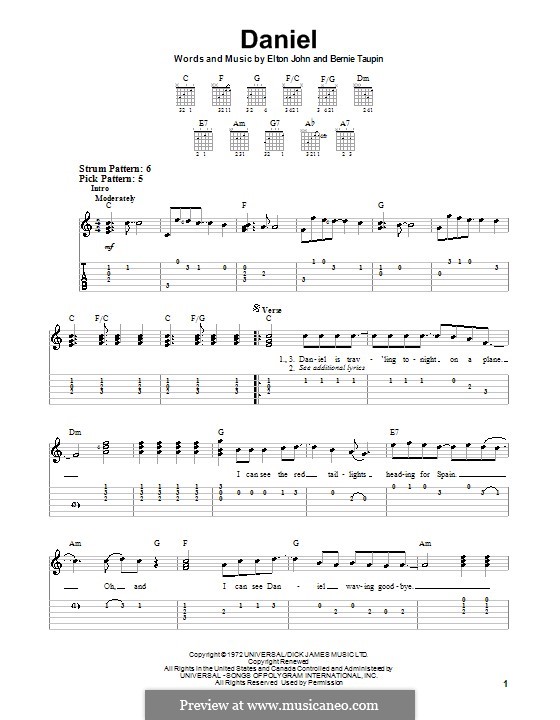 Daniel by E. John - sheet music on MusicaNeo