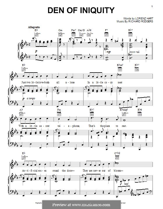 Den of Iniquity by R. Rodgers - sheet music on MusicaNeo