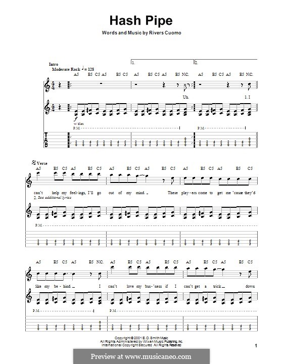 Hash Pipe (Weezer) by R. Cuomo - sheet music on MusicaNeo
