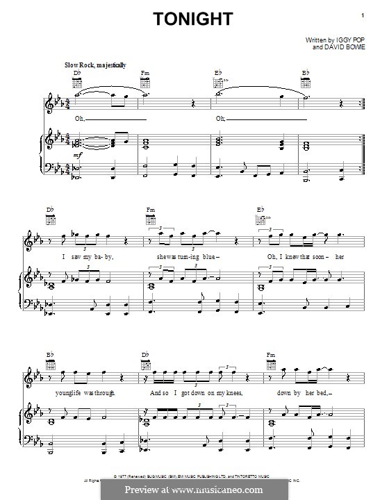 Tonight by D. Bowie, I. Pop - sheet music on MusicaNeo