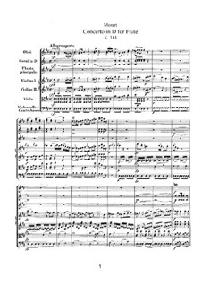 Concerto for Flute and Orchestra No.2 in D Major, K.314 by W.A. Mozart ...