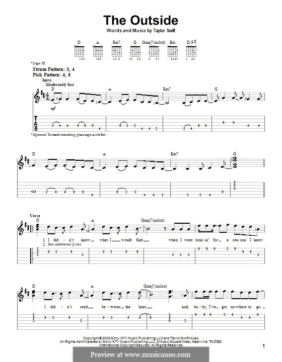 The Outside by T. Swift - sheet music on MusicaNeo