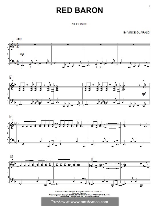Red Baron by V. Guaraldi - sheet music on MusicaNeo
