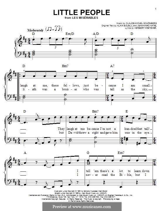 Little People (Les Miserables) by C. Schönberg - sheet music on MusicaNeo