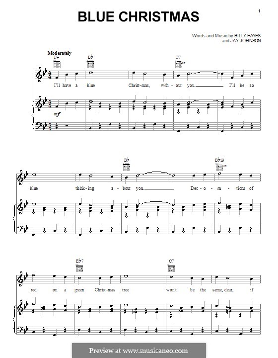 Vocal version (Blue Christmas) by B. Hayes, J. Johnson on MusicaNeo