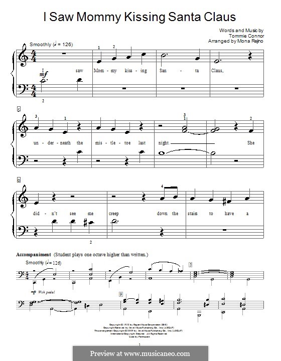 I Saw Mommy Kissing Santa Claus, for Piano by T. Connor on MusicaNeo