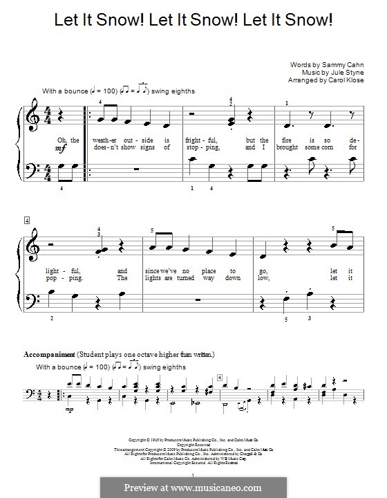 Piano version (Let It Snow! Let It Snow! Let It Snow!) by J. Styne on ...