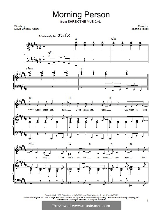 Morning Person (Shrek the Musical) by J. Tesori - sheet music on MusicaNeo