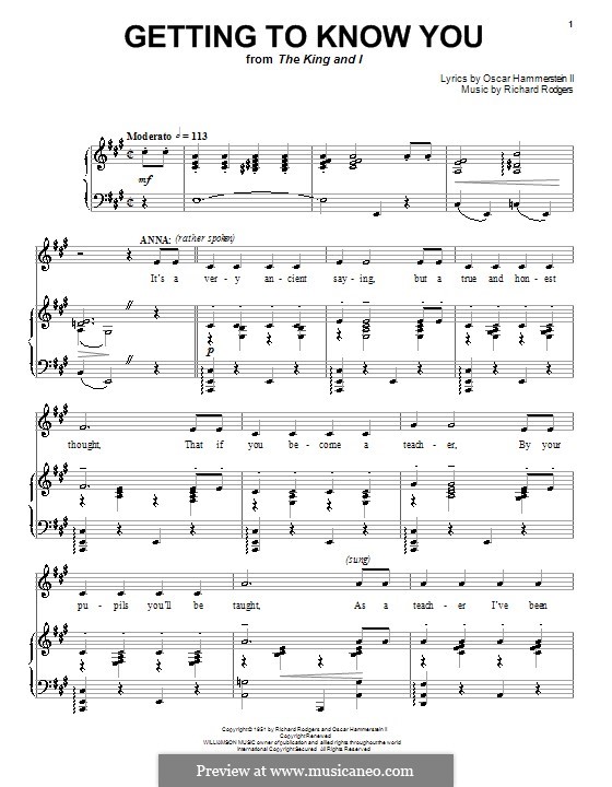 Getting to Know You (from The King and I) by R. Rodgers on MusicaNeo