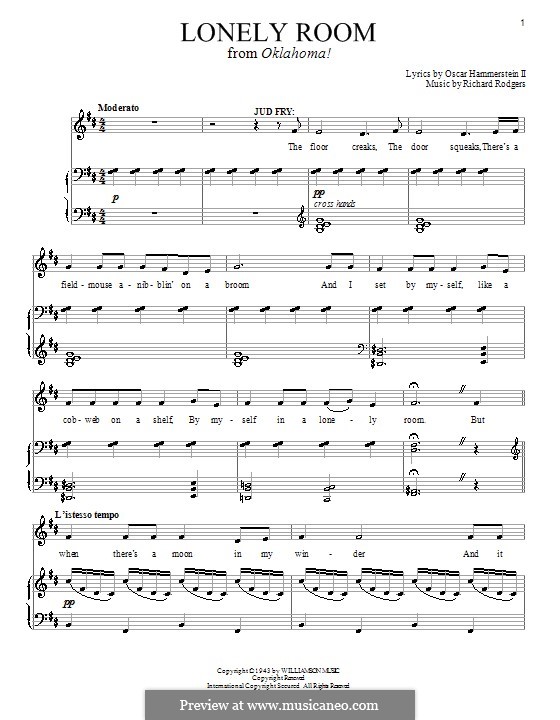 Lonely Room by R. Rodgers - sheet music on MusicaNeo