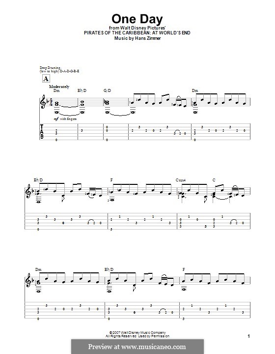 One Day by H. Zimmer - sheet music on MusicaNeo