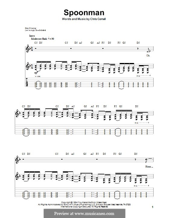 Spoonman (Soundgarden) by C. Cornell - sheet music on MusicaNeo