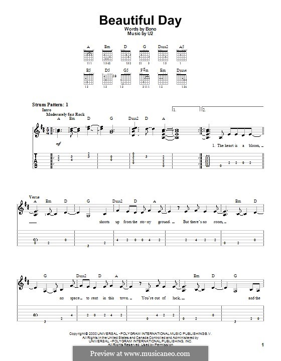 Beautiful Day by U2 - sheet music on MusicaNeo