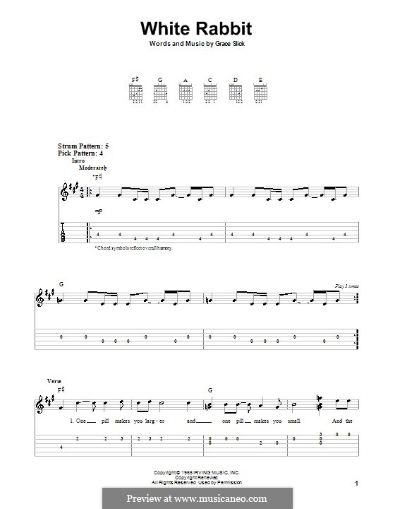 White Rabbit (Jefferson Airplane) by G. Slick - sheet music on MusicaNeo