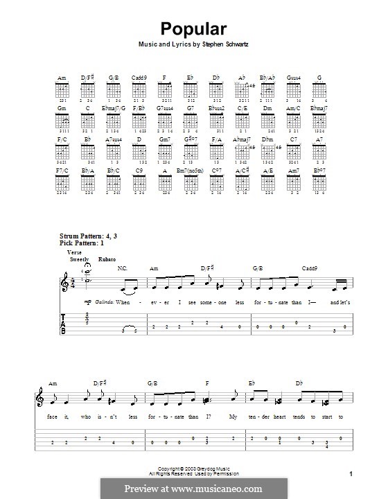 Popular (from Wicked) by S. Schwartz - sheet music on MusicaNeo Popular (from Wicked) by S. Schwartz - sheet music on MusicaNeo
