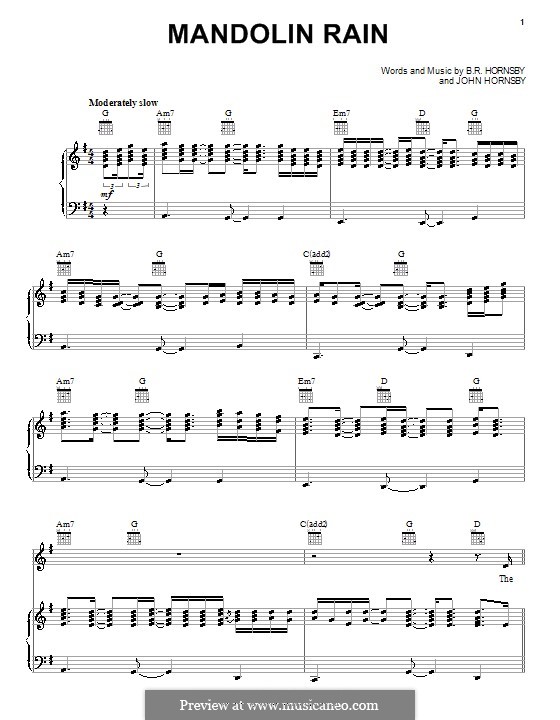 Mandolin Rain by Bruce Hornsby, J. Hornsby - sheet music on MusicaNeo