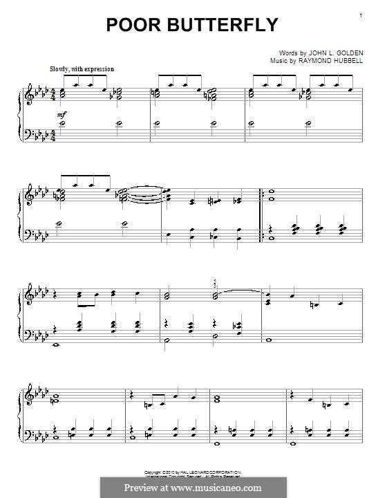 Poor Butterfly by R. Hubbell - sheet music on MusicaNeo