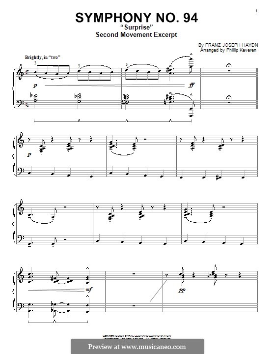 Movement II (Symphony No.94 in G Major 'The Surprise', Hob.I/94) by J ...