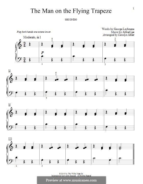 The Man on the Flying Trapeze by A. Lee - sheet music on MusicaNeo