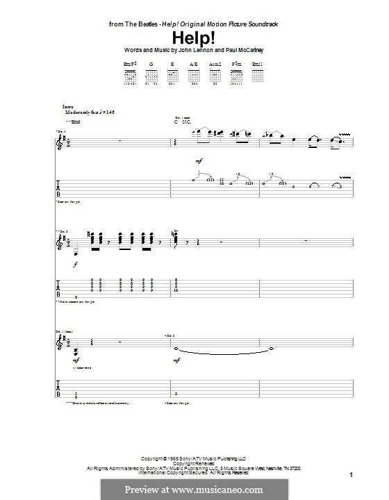 Help! (The Beatles) by J. Lennon, P. McCartney - sheet music on MusicaNeo