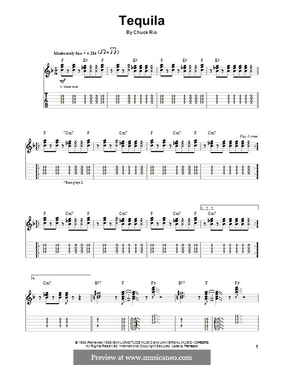 Tequila (The Champs) by C. Rio - sheet music on MusicaNeo