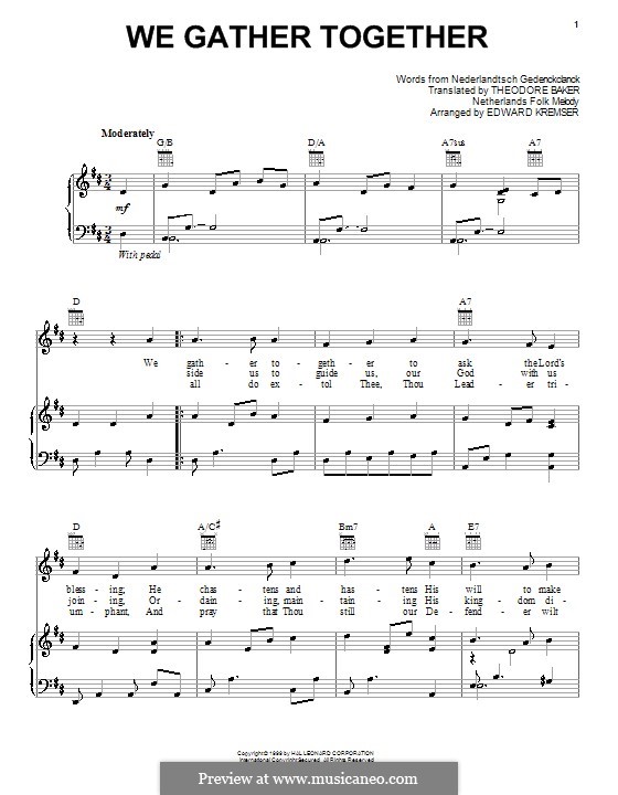 We Gather Together by folklore - sheet music on MusicaNeo