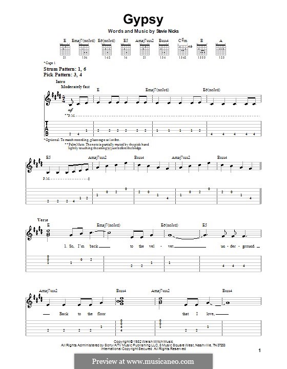 Gypsy (Fleetwood Mac) by S. Nicks - sheet music on MusicaNeo