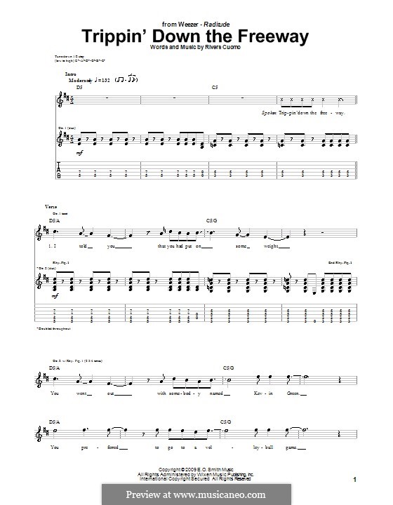 Trippin' Down the Freeway (Weezer) by R. Cuomo - sheet music on MusicaNeo
