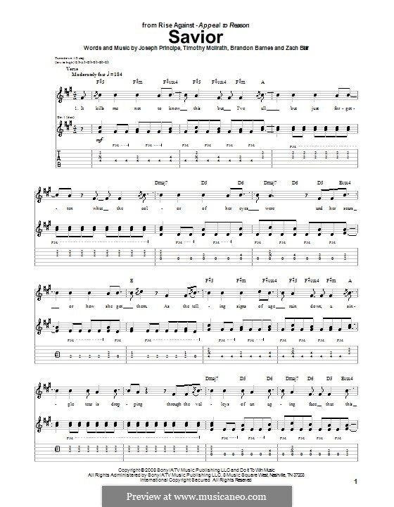 Savior (Rise Against) by B. Barnes, J. Principe, T. McIlrath, Z. Blair ...