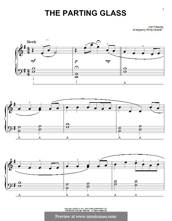 The Parting Glass by folklore - sheet music on MusicaNeo
