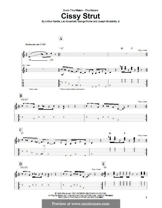 Cissy Strut (The Meters) by A. Neville, G. Porter, J. Modeliste Jr., L ...