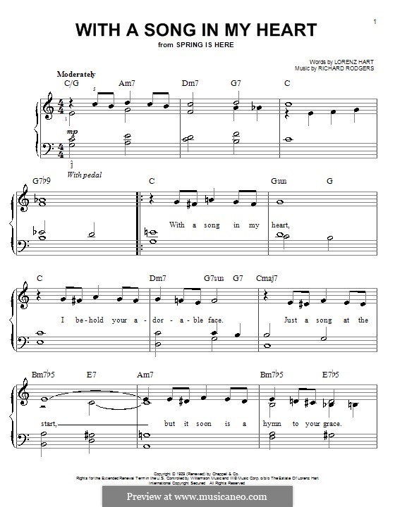 With a Song in My Heart by R. Rodgers - sheet music on MusicaNeo