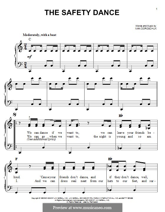 The Safety Dance by I. Doroschuk - sheet music on MusicaNeo