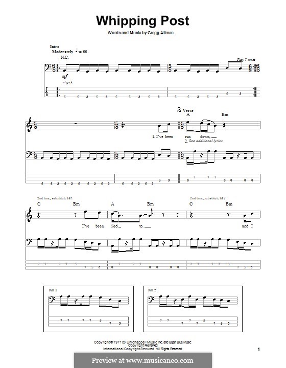 Whipping Post (The Allman Brothers Band) by G. Allman on MusicaNeo