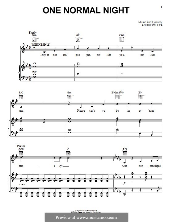 One Normal Night by A. Lippa - sheet music on MusicaNeo