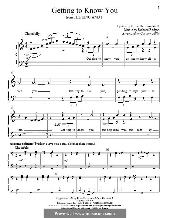 Getting to Know You (from The King and I) by R. Rodgers on MusicaNeo