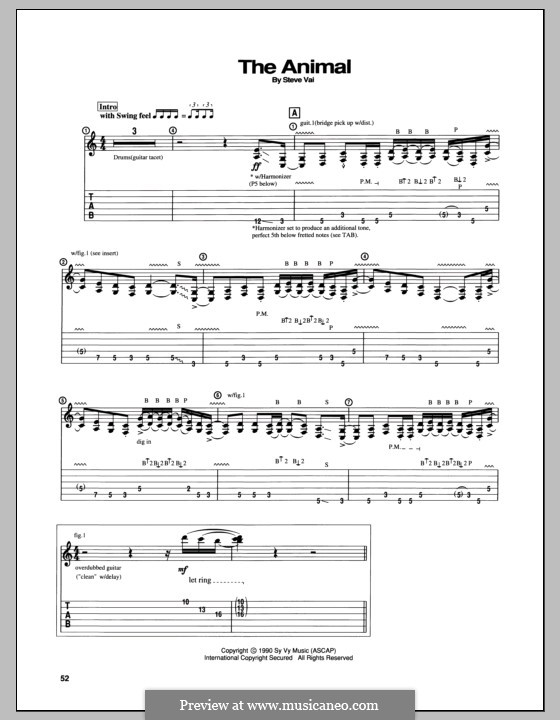 The Animal by S. Vai - sheet music on MusicaNeo